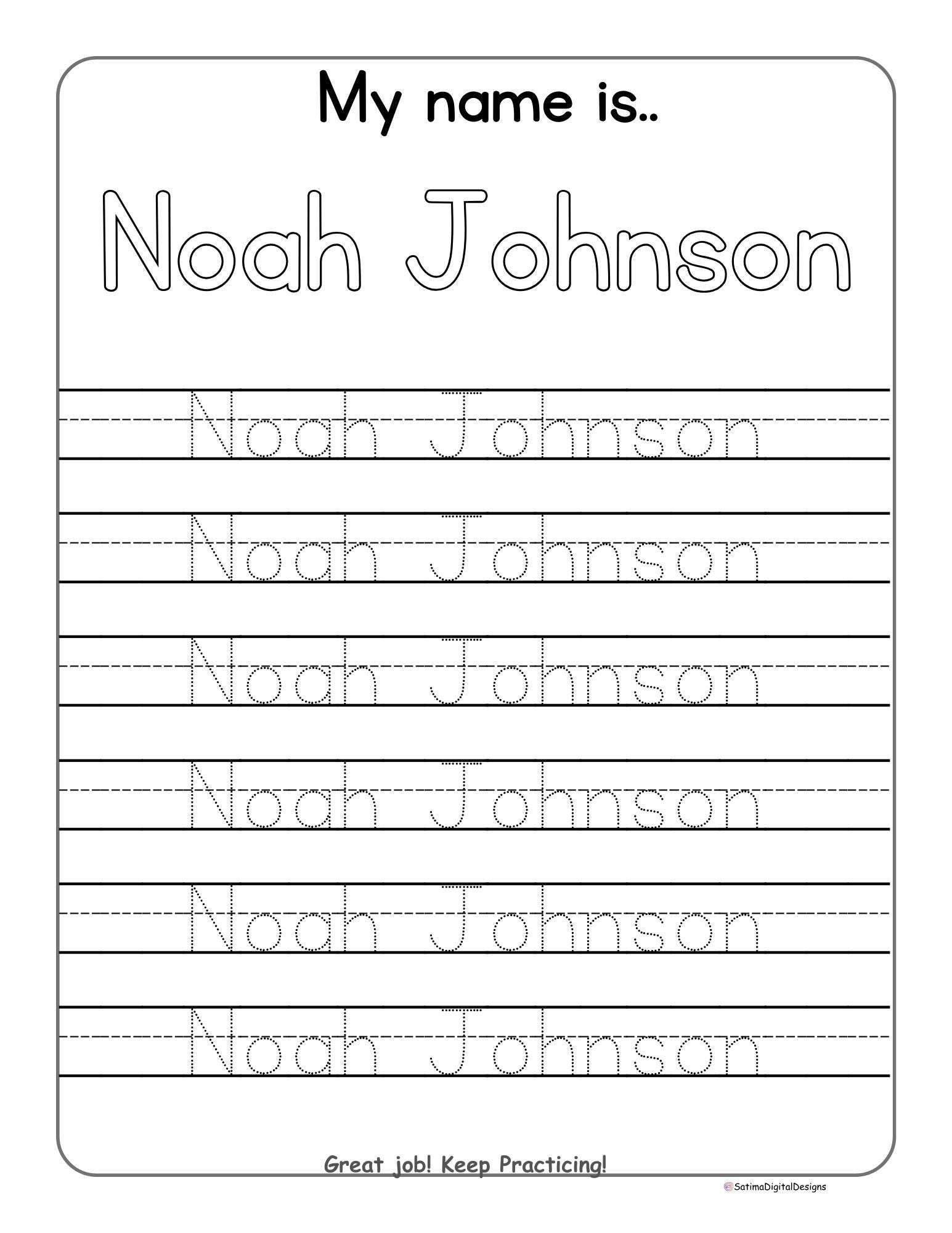 Editable Name Tracing Worksheets, Personalized Name Writing Practice ...