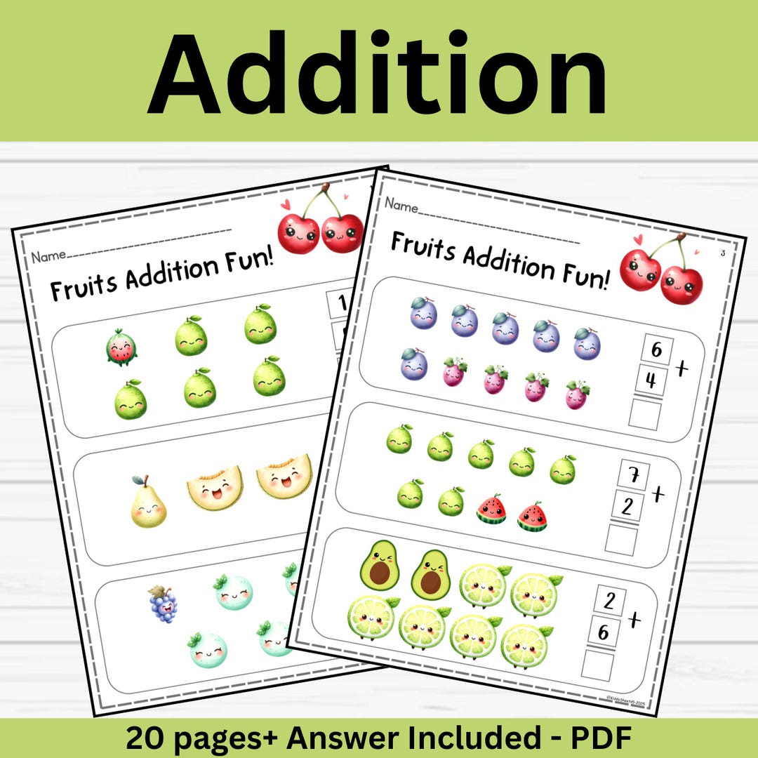 Addition With Pictures Sum up to 1–10 | Kindergarten Math Worksheets ...