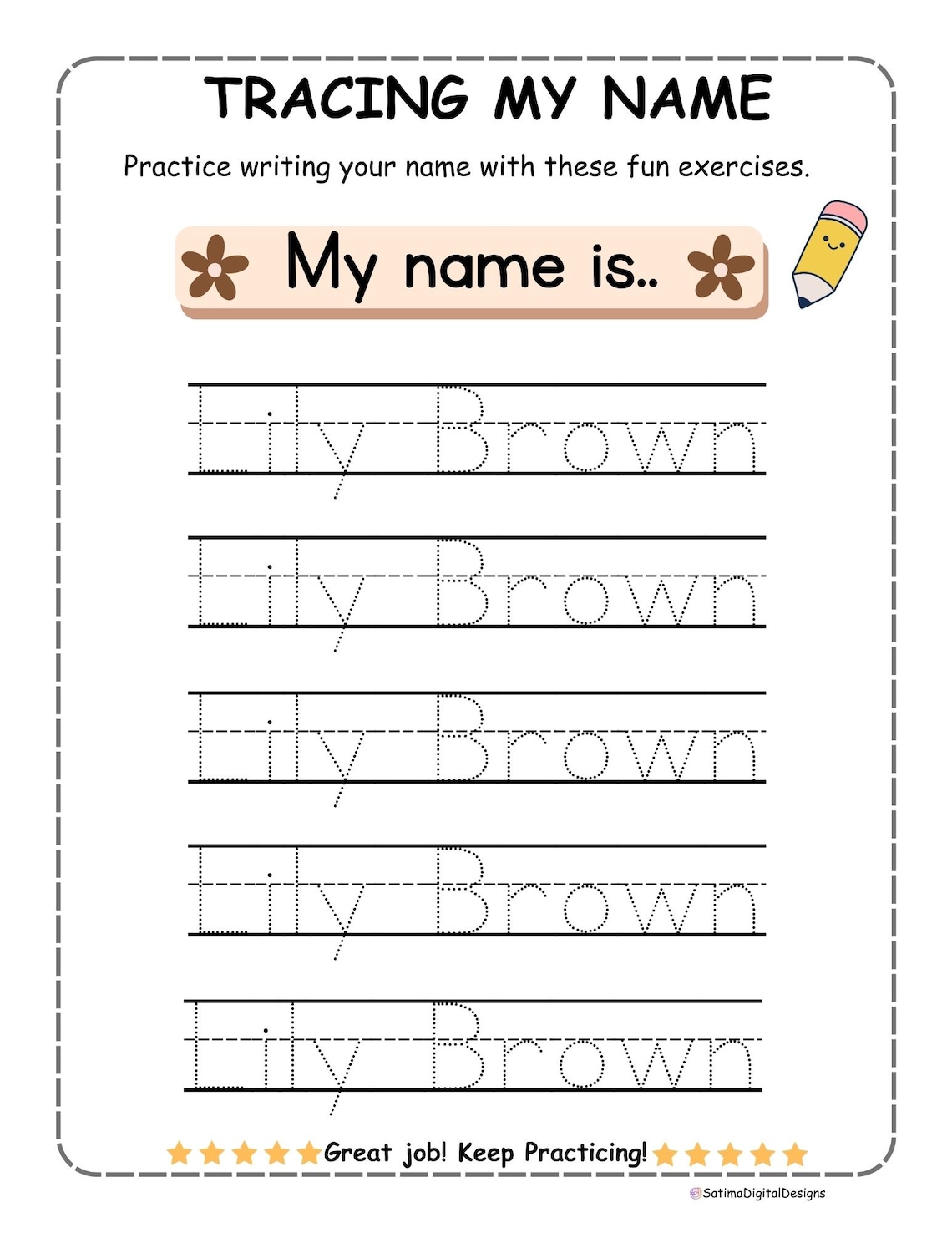 Editable Name Tracing Worksheets, Personalized Name Writing Practice ...