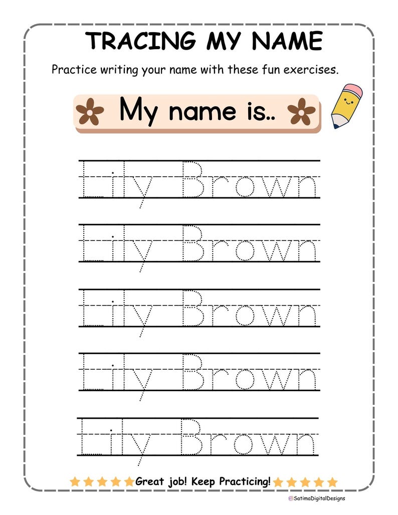 Editable Name Tracing Worksheets, Personalized Name Writing Practice ...