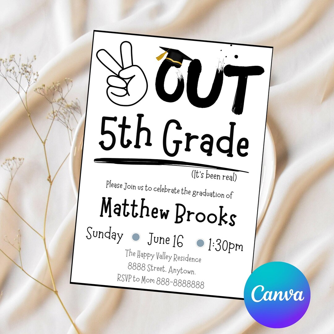 Middle School Graduation Invitation End of the School Editable Party ...