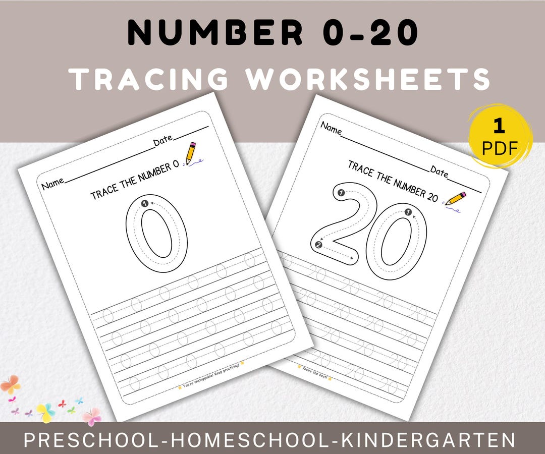 Numbers 0-20 Tracing Page, Number Tracing Worksheets, Printable Number ...