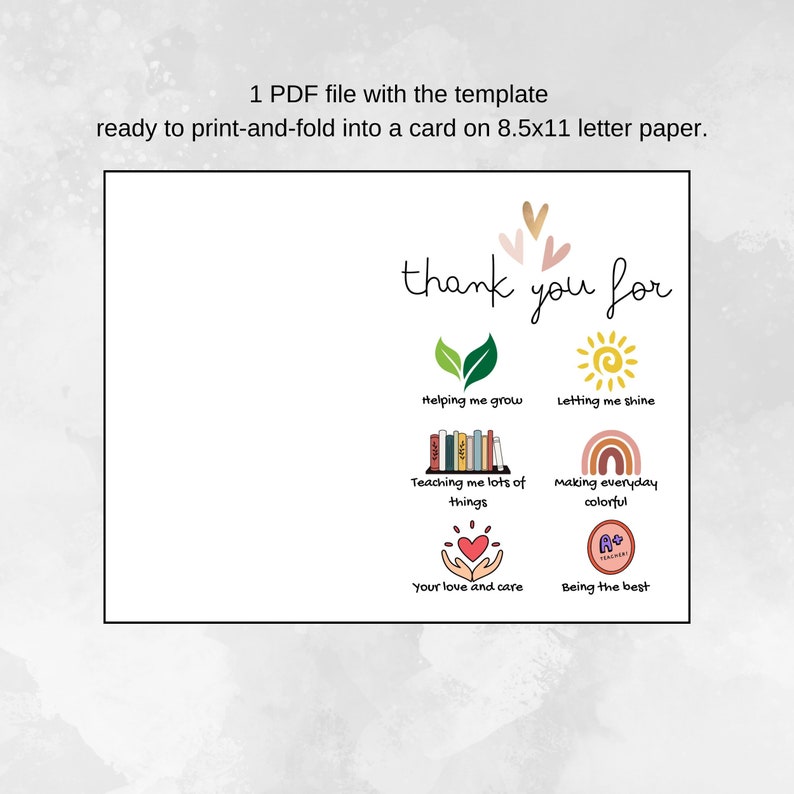 Printable Thank You Teacher Card Teacher Appreciation Thank You Card ...