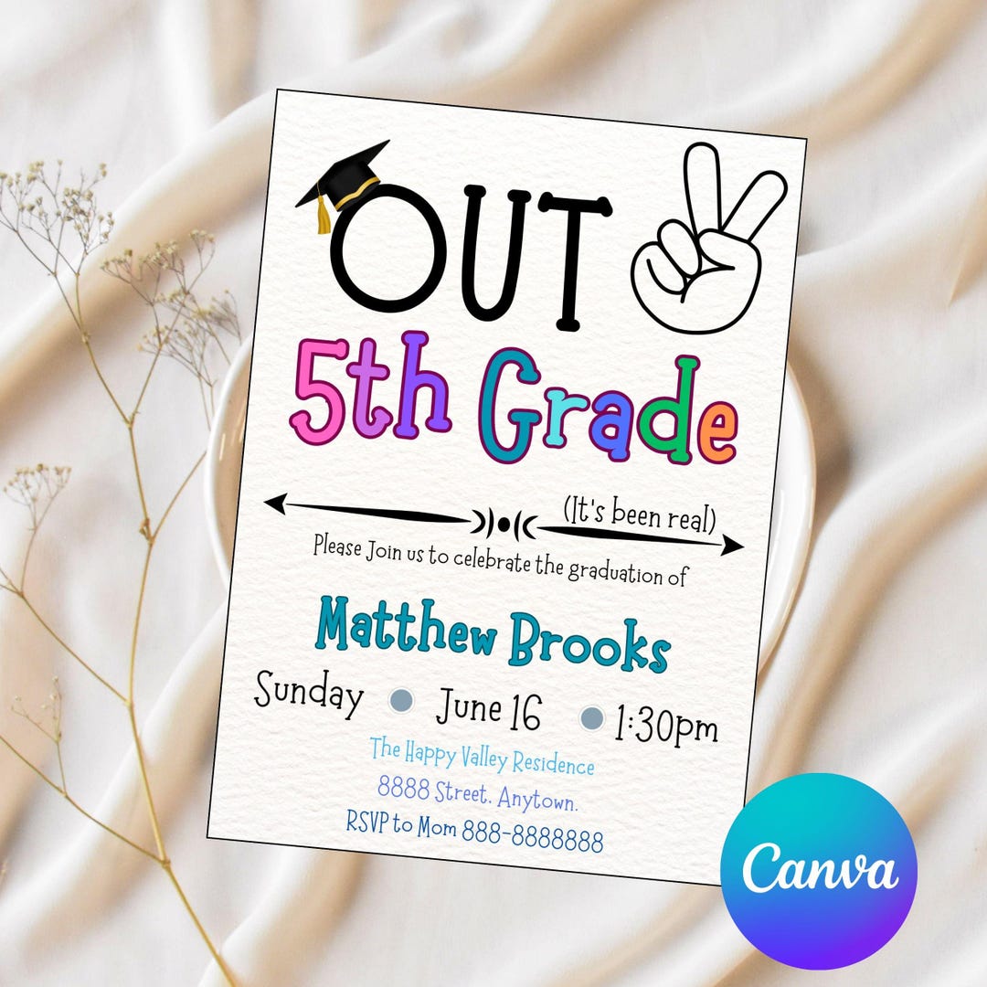 Middle School Graduation Invitation End of the School Editable Party ...