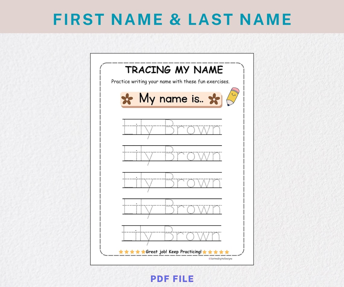 Editable Name Tracing Worksheets, Personalized Name Writing Practice ...