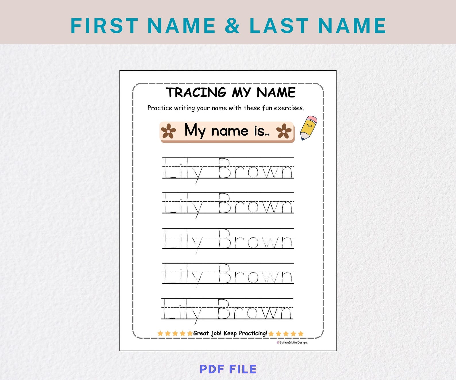 Editable Name Tracing Worksheets, Personalized Name Writing Practice ...