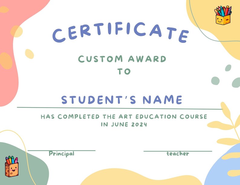 Custom Award Certificate Canva Template Editable Digital Classroom ...