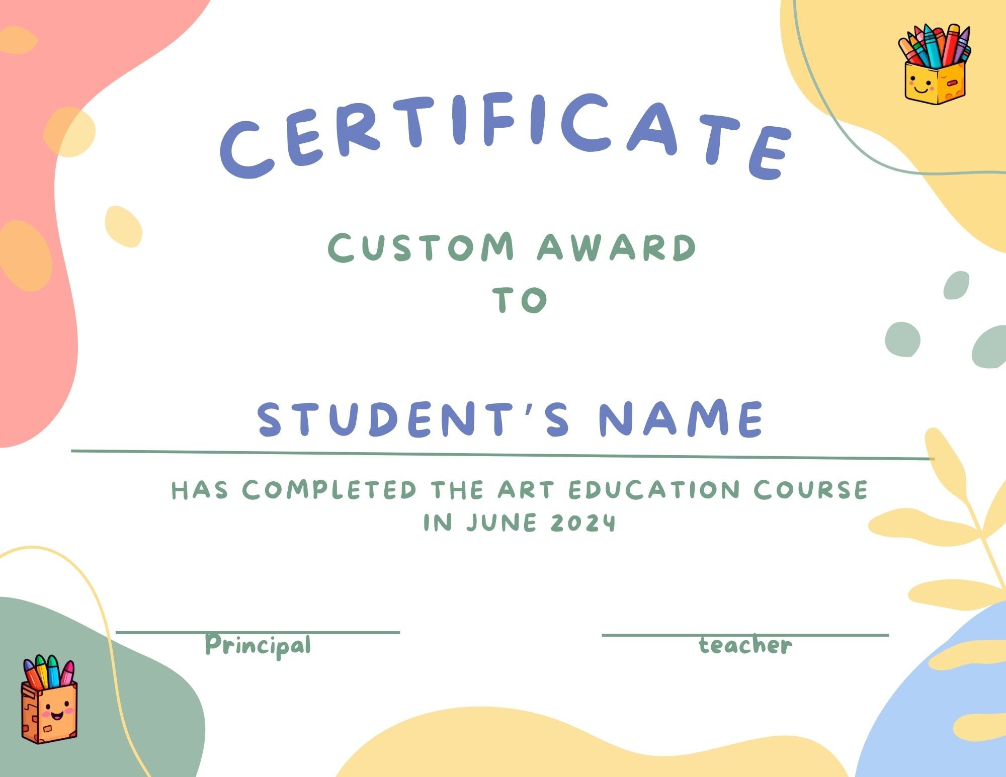 Custom Award Certificate Canva Template Editable Digital Classroom ...