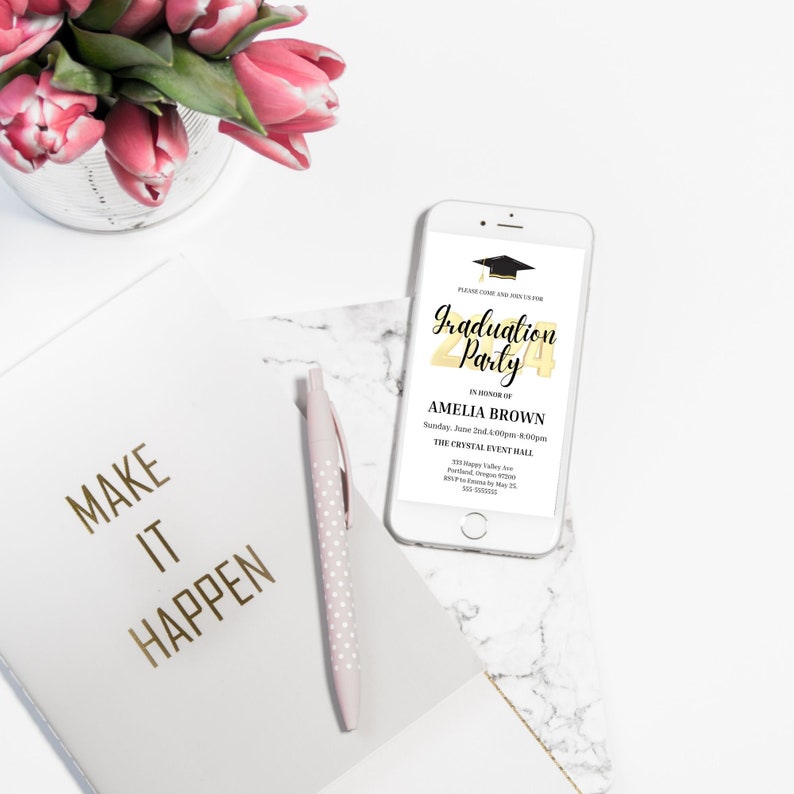 Electronic Graduation Party Invitation Template Phone Invitation Mobile ...