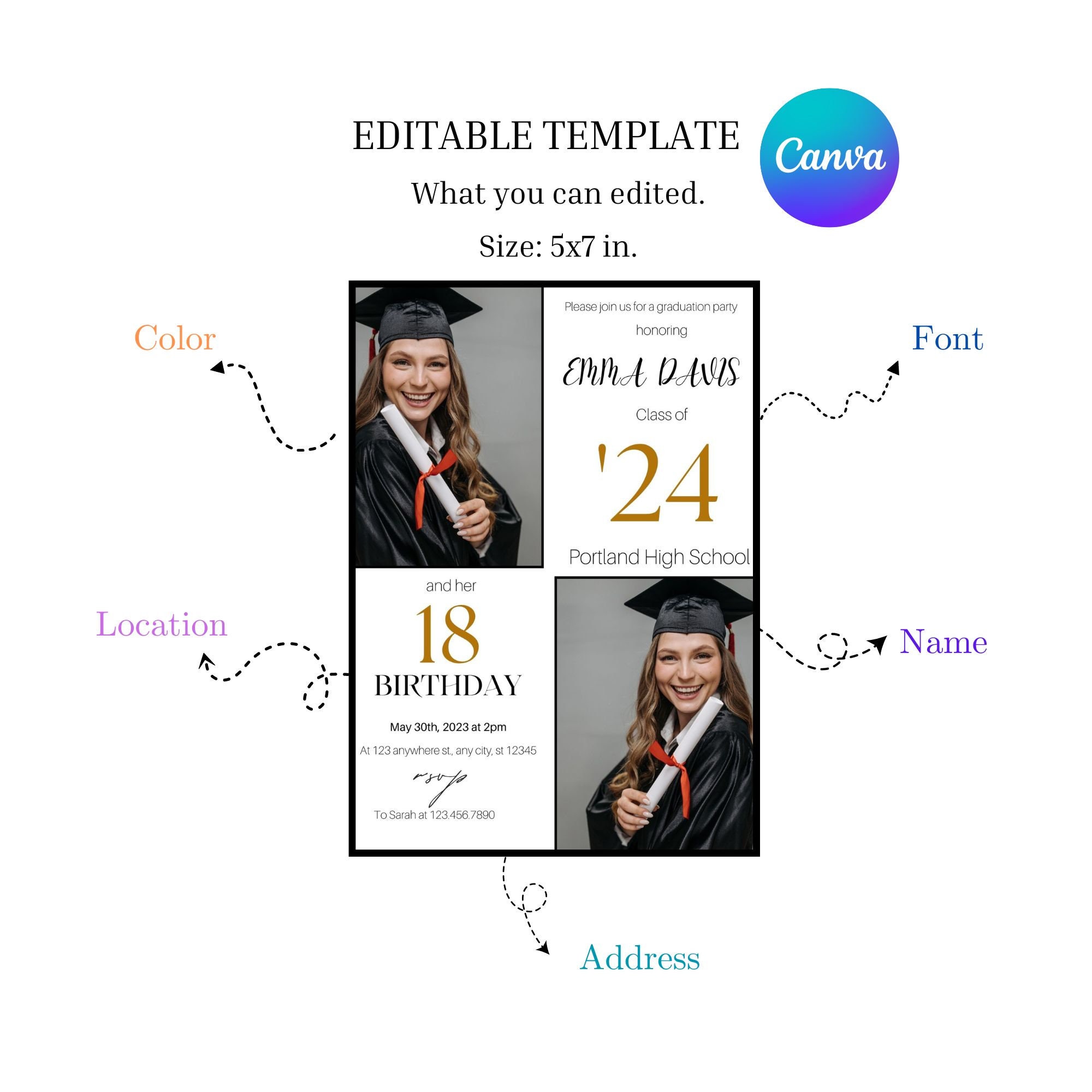 Class of 2024 Graduation Invitation Graduation Party Invitation High ...