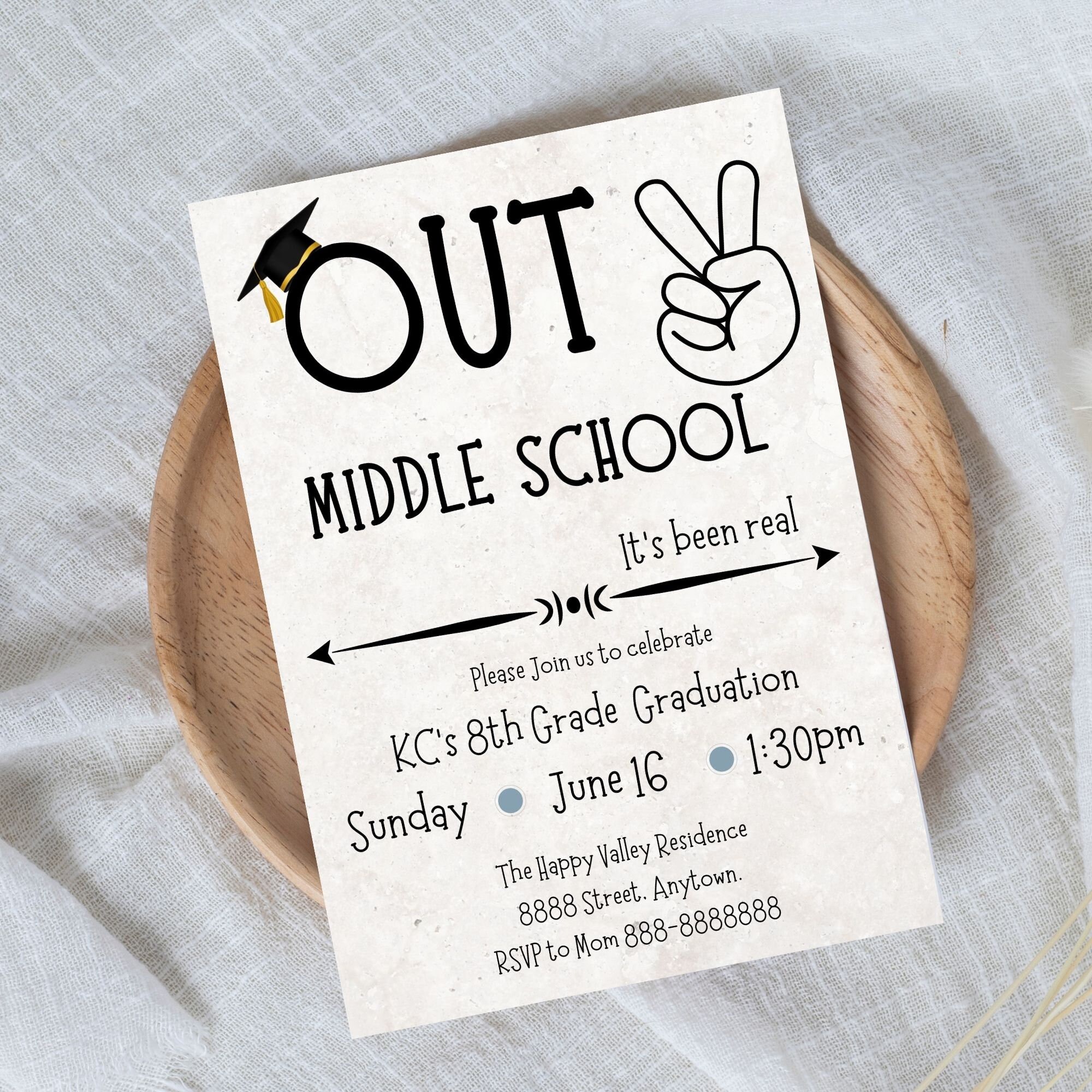 Middle School Graduation Invitation | End of the School | Editable ...