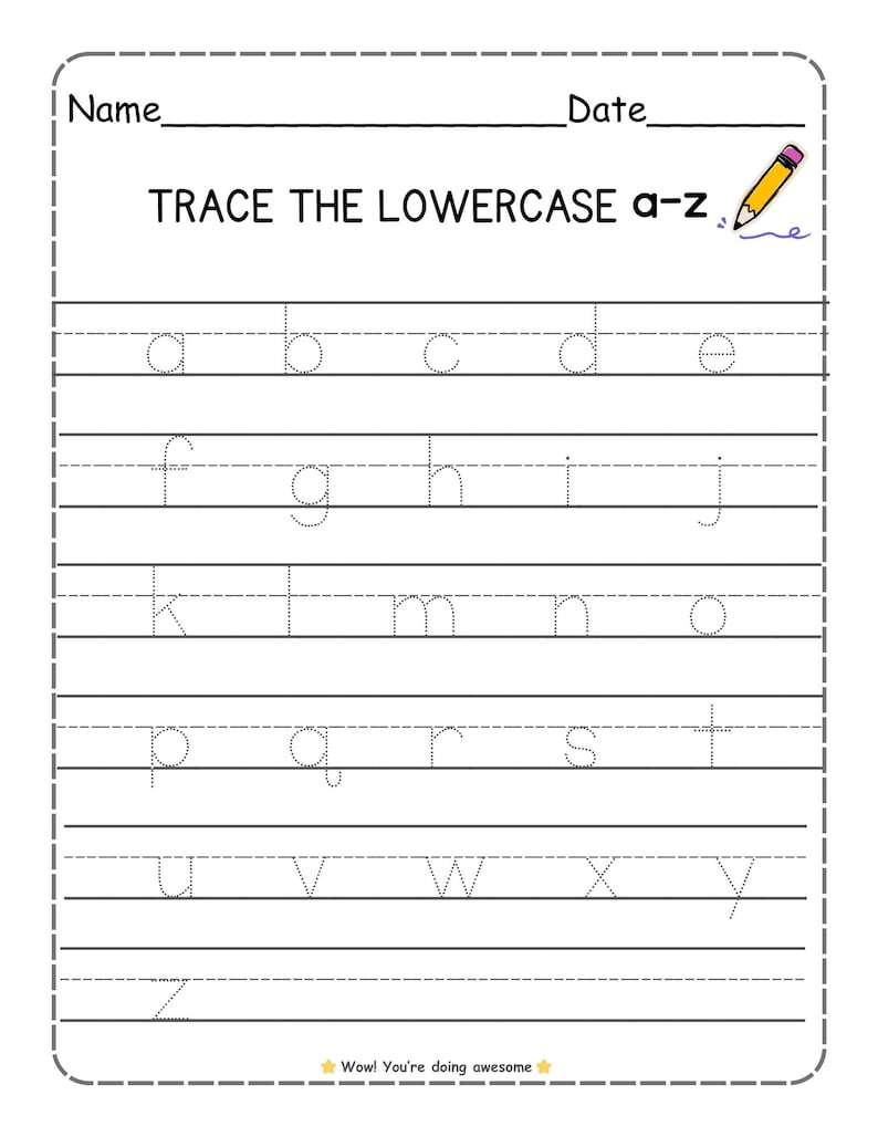 Printable Trace the Alphabet Worksheets A-Z Uppercase Lowercase Letters ...