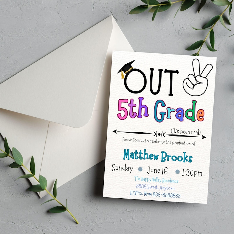 Middle School Graduation Invitation End of the School Editable Party ...