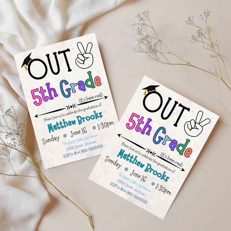 Middle School Graduation Invitation End of the School Editable Party ...