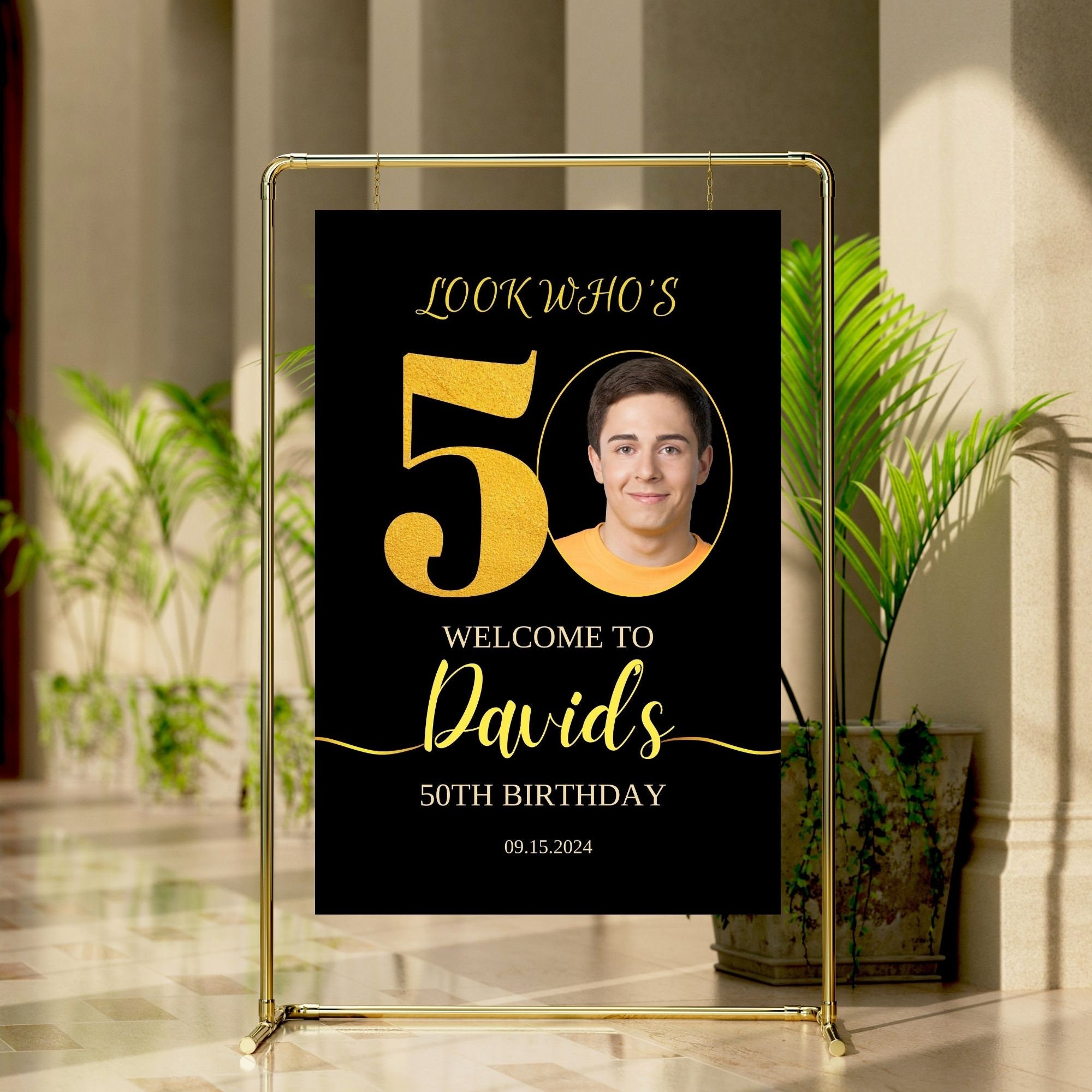 Look Who's 50th Poster With Photo 50th Welcome Sign Modern 50th Welcome ...