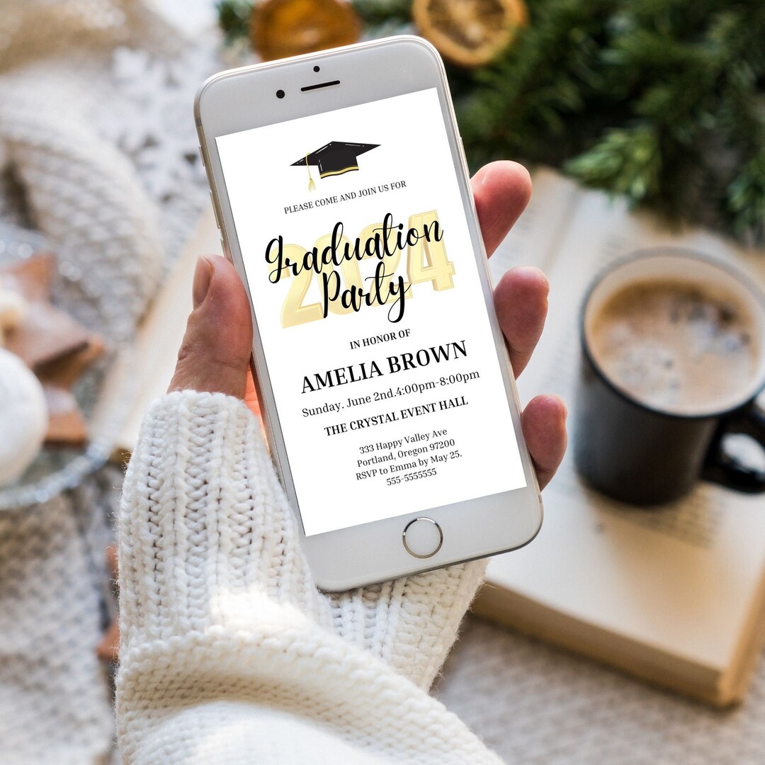 Electronic Graduation Party Invitation Template Phone Invitation Mobile ...