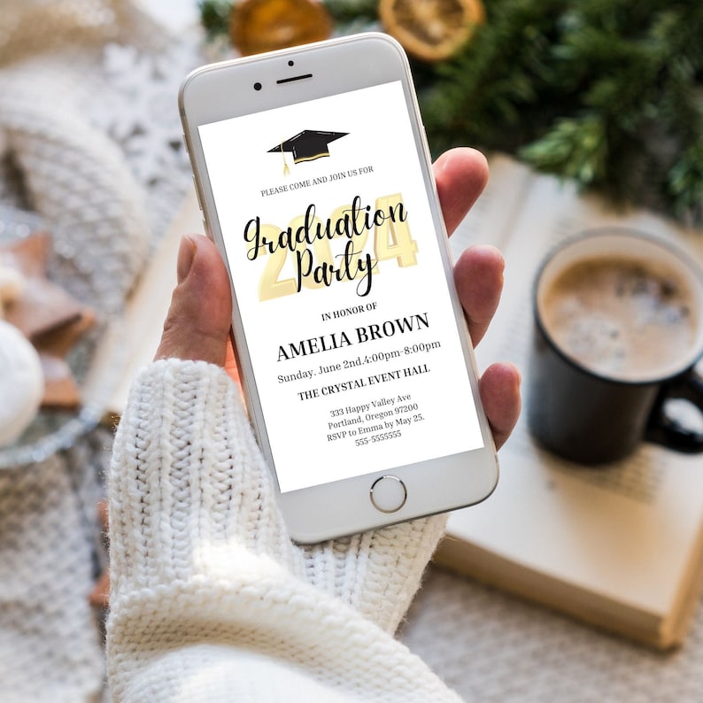 Electronic Graduation Party Invitation Template Phone Invitation Mobile ...