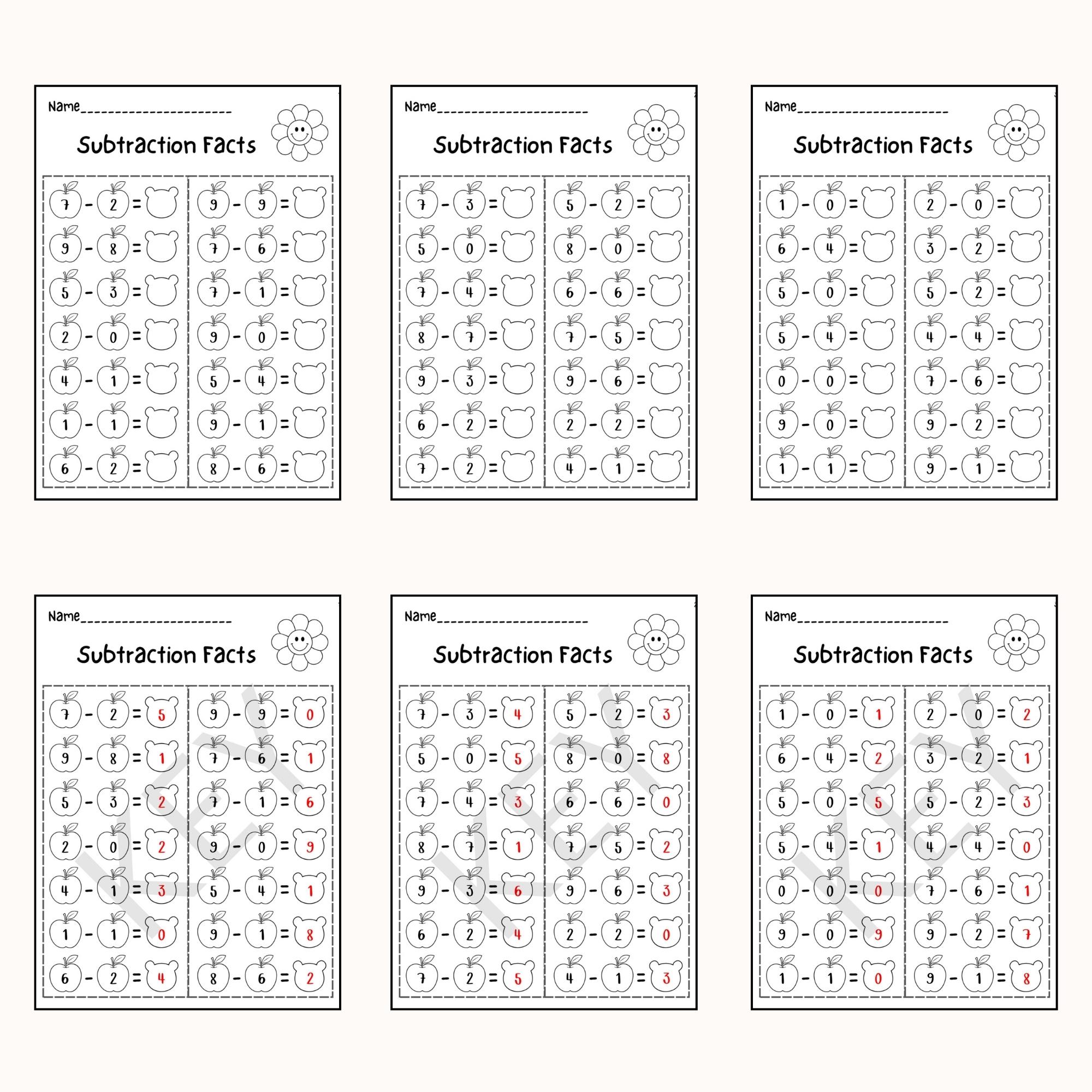 Addition and Subtraction Worksheets | 20 Math Facts Practice Pages ...