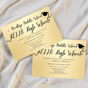 8th Grade Grad Middle School Graduation Invitation Goodbye Middle ...