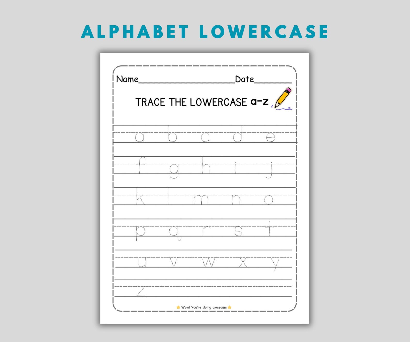 Printable Trace the Alphabet Worksheets A-Z Uppercase Lowercase Letters ...