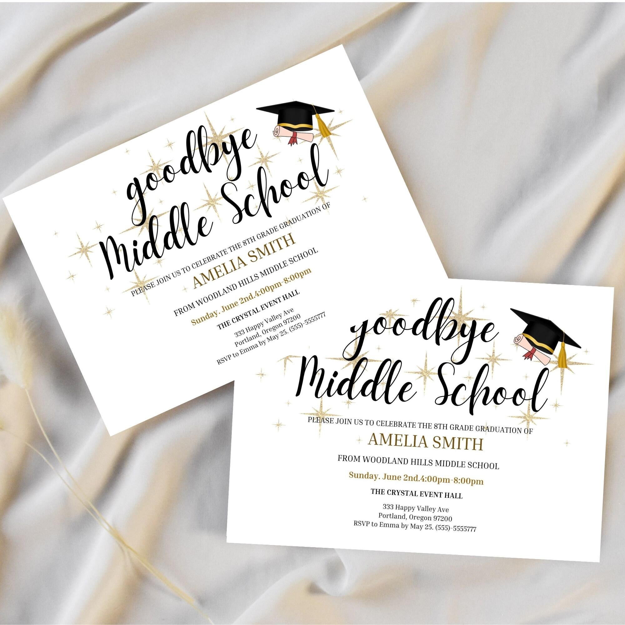8th Grade Grad Middle School Graduation Invitation Goodbye Middle ...