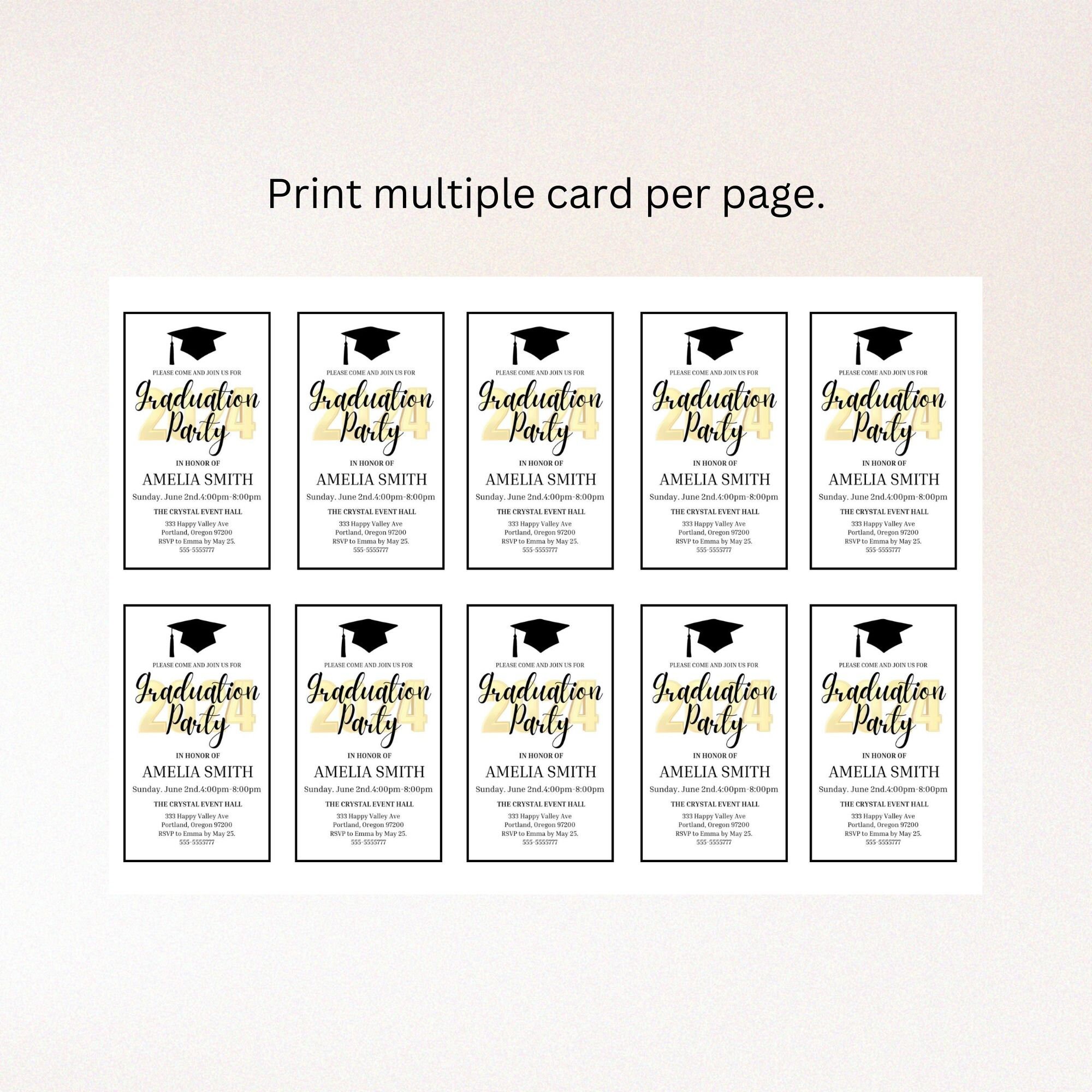 Graduation Invitation Insert Card Class of 2024 Graduation Announcement ...