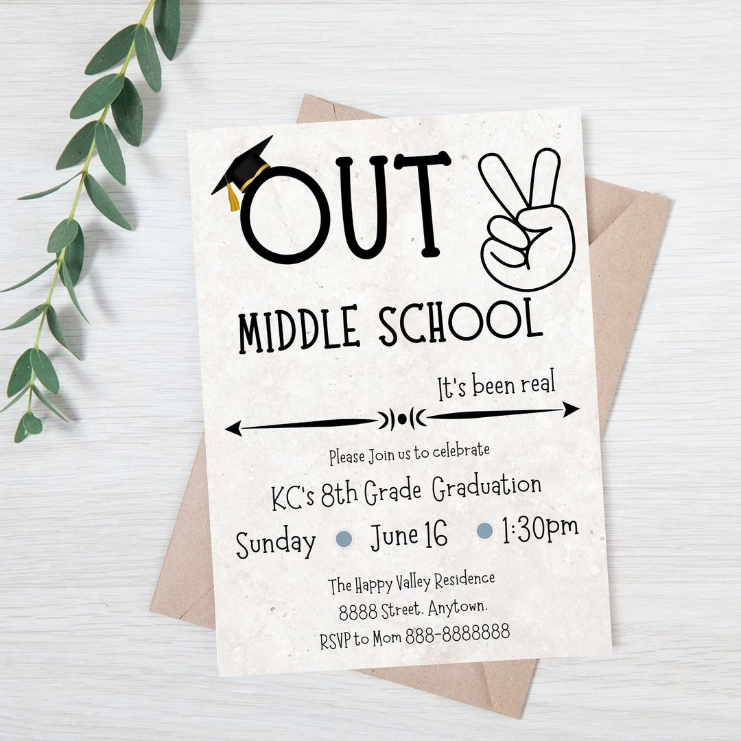Middle School Graduation Invitation | End of the School | Editable ...