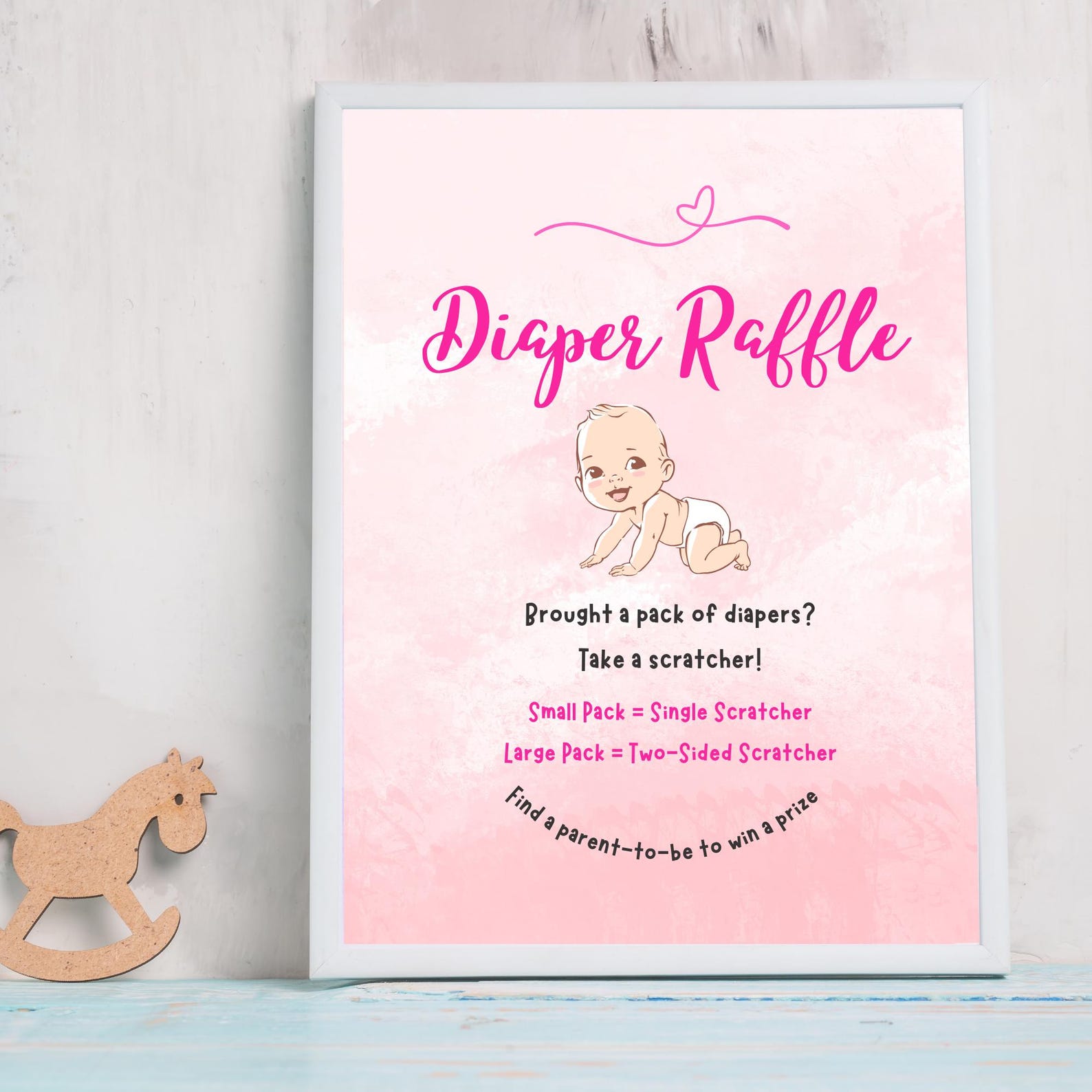 Printable Diaper Raffle Sign Digital Baby Shower Template Gift Table ...