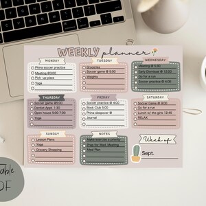 Editable Weekly Planner, Reusable Weekly Organizer, Customizable ...