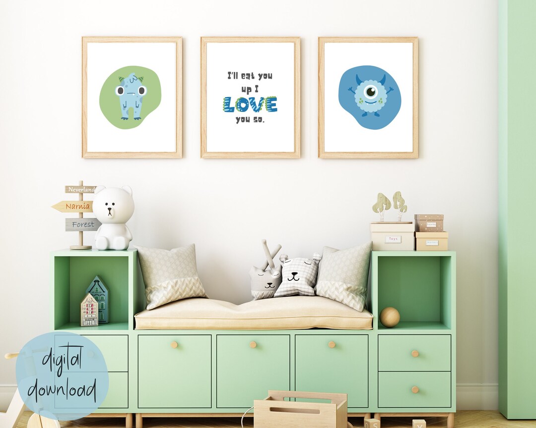 Cute Monster Wall Decor, Boho Monster Decor, Cute Monster Nursery ...