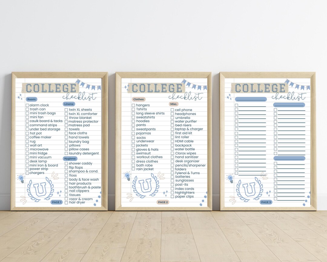 College Dorm Checklist, Move-in Essentials (digital Download) - Etsy