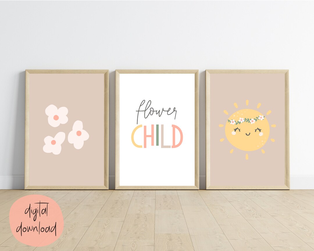 Boho Flower Child Wall Art, Flower Child Decor, Boho Nursery Decor ...