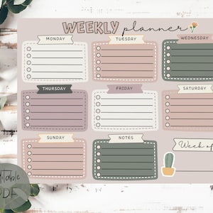 Editable Weekly Planner, Reusable Weekly Organizer, Customizable ...