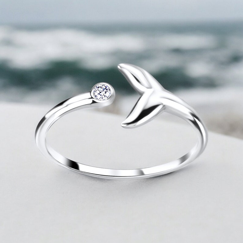 Mermaid Inspired Fish Tail Ring Sterling Silver Ocean Jewelry 925 ...