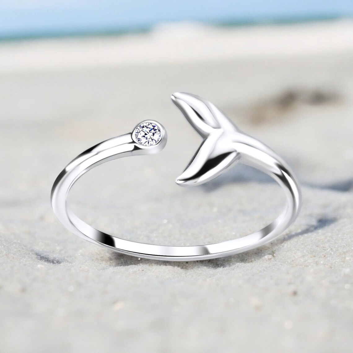 Fish Tail Ring,2024 Summer Ring,925 Silver Whale Tail for Sea Lovers ...