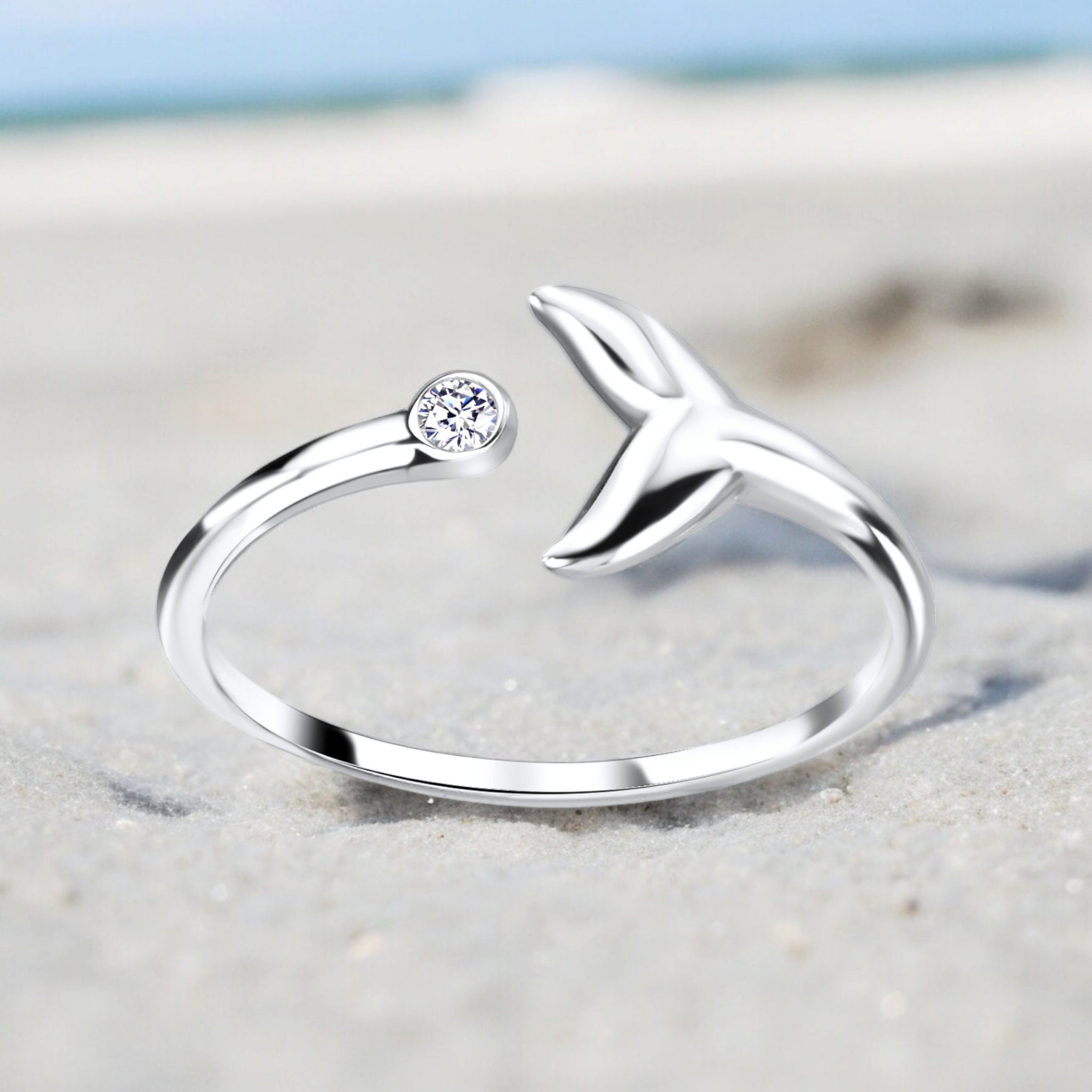 Fish Tail Ring,2024 Summer Ring,925 Silver Whale Tail for Sea Lovers ...