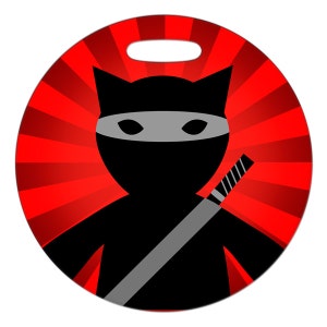 Luggage Tag Ninja Cat Round Plastic Bag Tag - Etsy