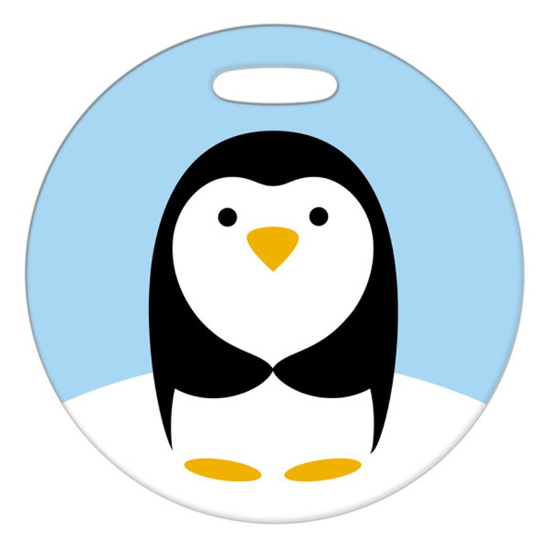 Luggage Tag Cute Little Penguin 2.5 Inch or 4 Inch Round | Etsy