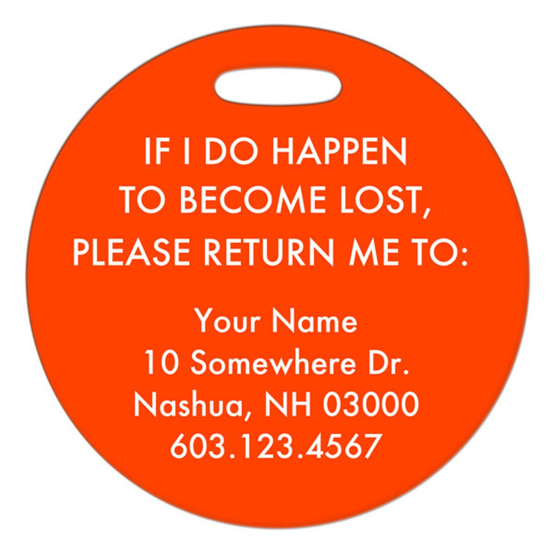 Luggage Tag Please Don't Lose Me Round Large Plastic - Etsy