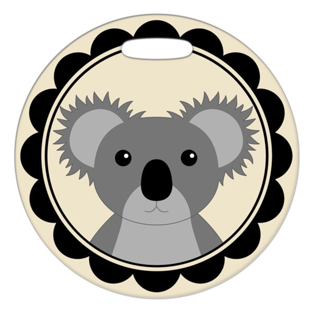 Luggage Tag Koala 2.5 Inch or 4 Inch Round Large Plastic Bag Tag - Etsy