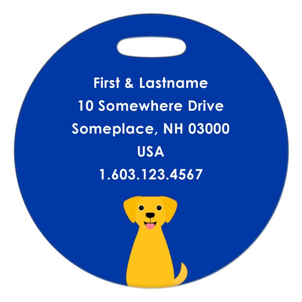 Luggage Tag Yellow Lab Round Plastic Bag Tag | Etsy
