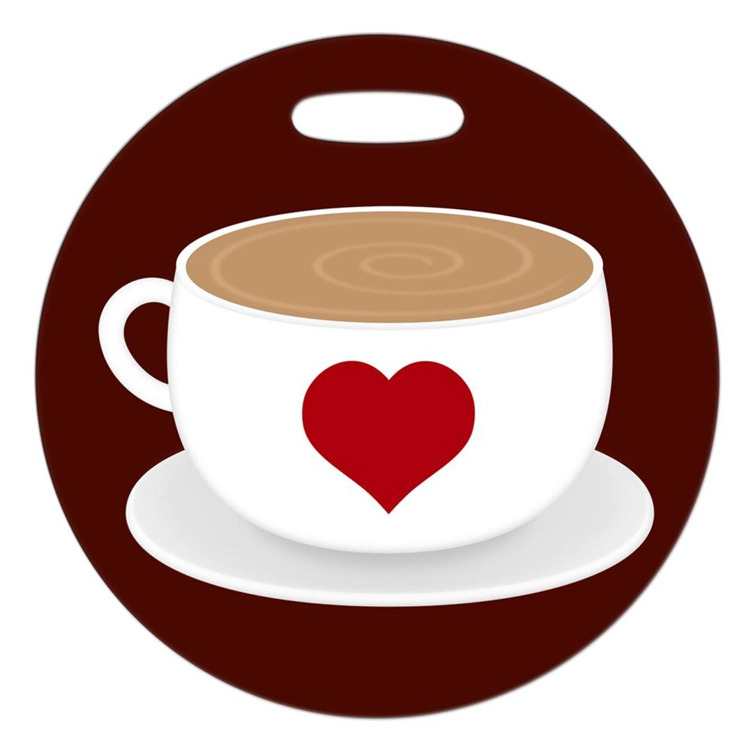 Luggage Tag - Mocha Latte Coffee Cup - Round Large Plastic Bag Tag - Etsy