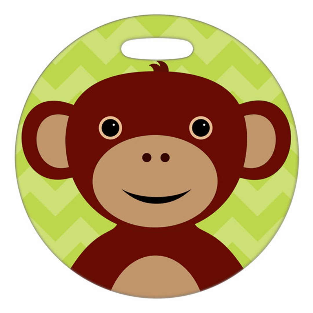 Luggage Tag Monkey Round Large Plastic Bag Tag - Etsy