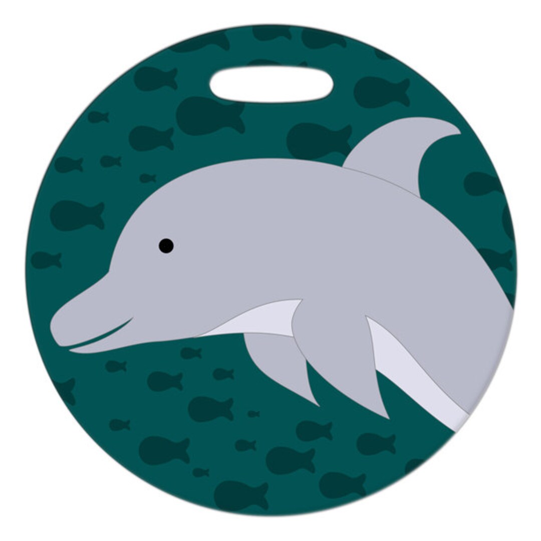 Luggage Tag Dolphin Swimming With Fishies 2.5 Inch or 4 Inch Round ...