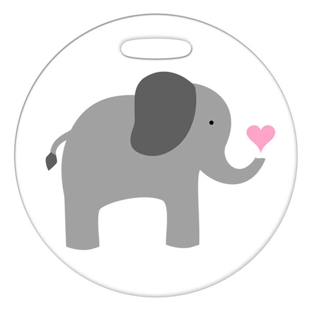 Luggage Tag Cute Little Elephant 2.5 Inch or 4 Inch Round Plastic Bag ...