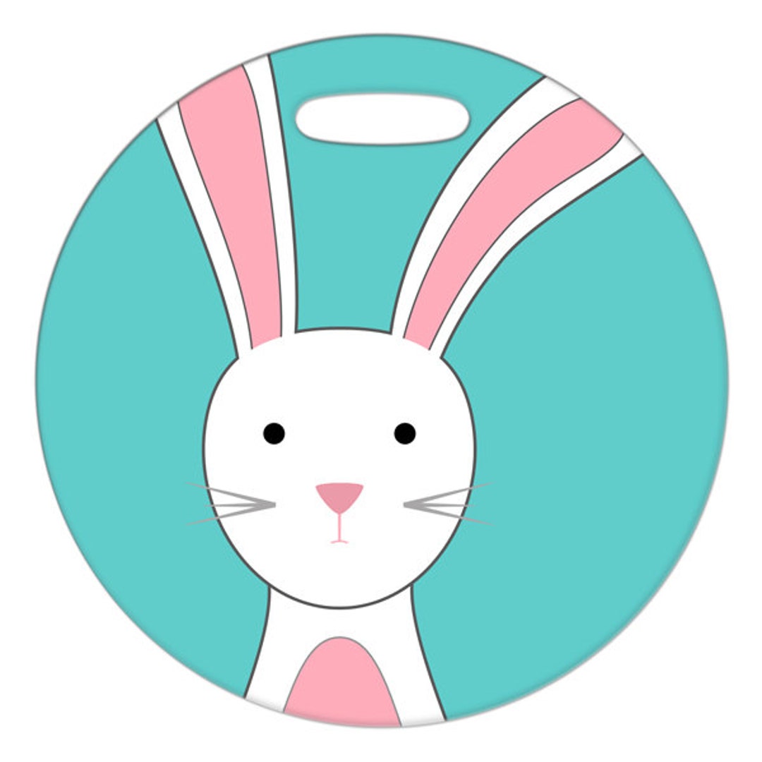 Luggage Tag Cute White Bunny 2.5 Inch or 4 Inch Large Round Plastic Bag ...