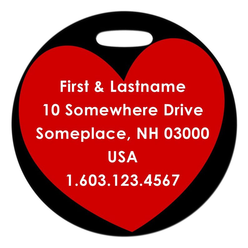 Luggage Tag - Heart in Paw - 2.5 Inch or 4 Inch Round Plastic Bag Tag ...