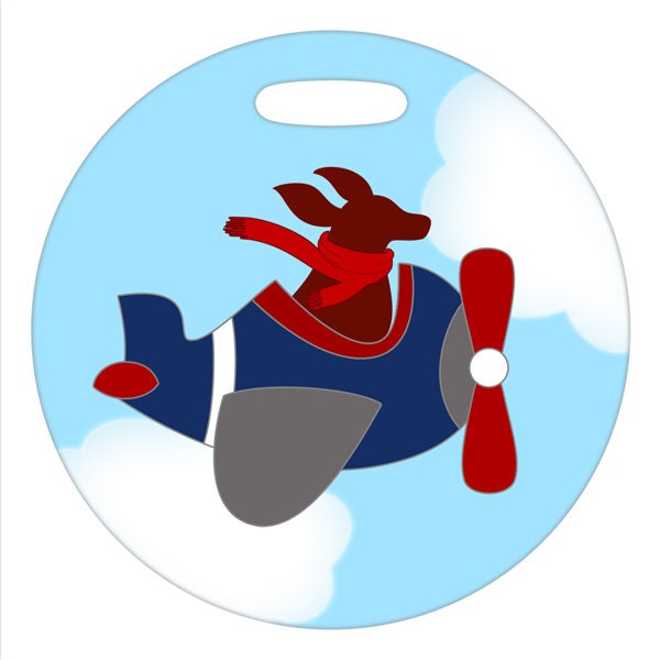 Luggage Tag Flying Brown Dog Round Plastic Bag Tag | Etsy