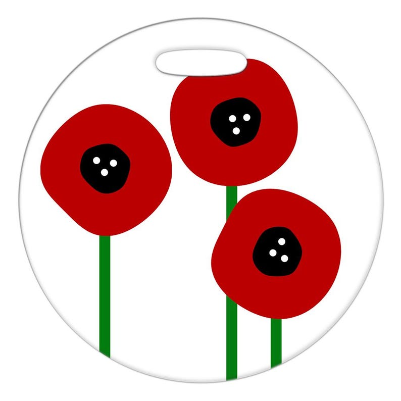 Luggage Tag - Poppies - Round Plastic Luggage Bag Tag - Etsy