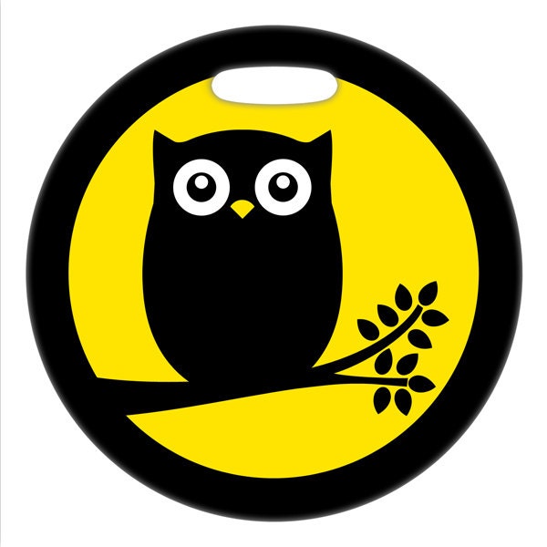 Luggage Tag Full Moon Owl 2.5 Inch or 4 Inch Round Large - Etsy